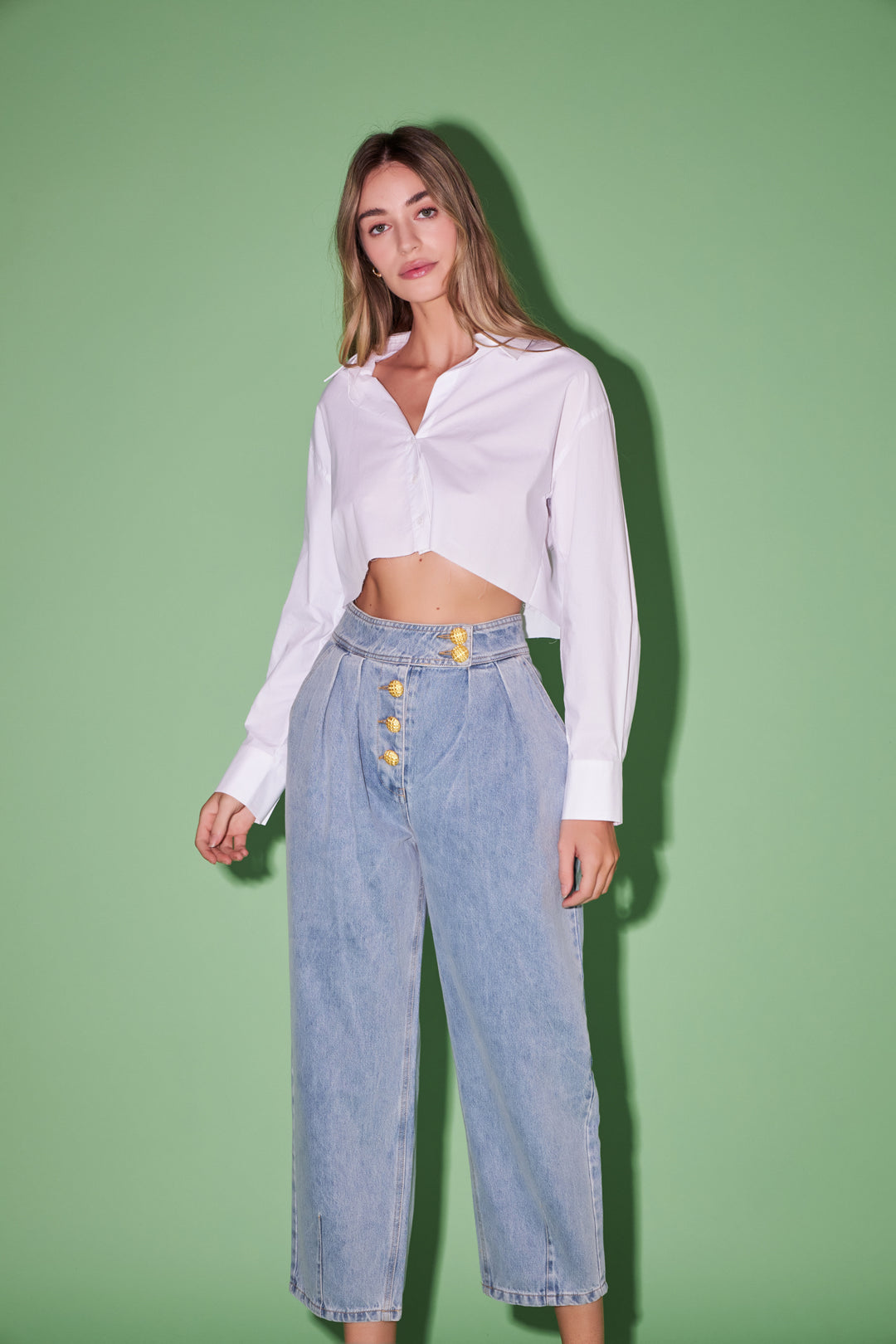 Premium Denim Cropped Trousers – English Factory