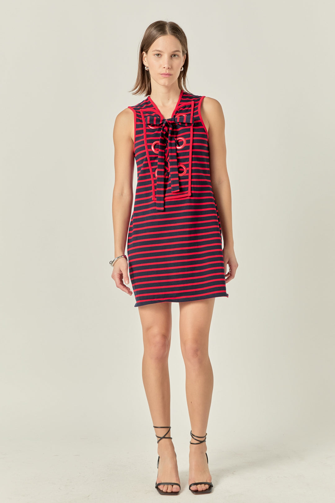 Striped Knit Lace Up Dress – English Factory