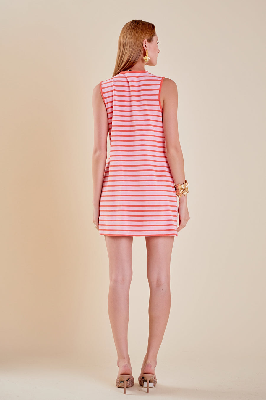 Striped Knit Lace Up Dress – English Factory