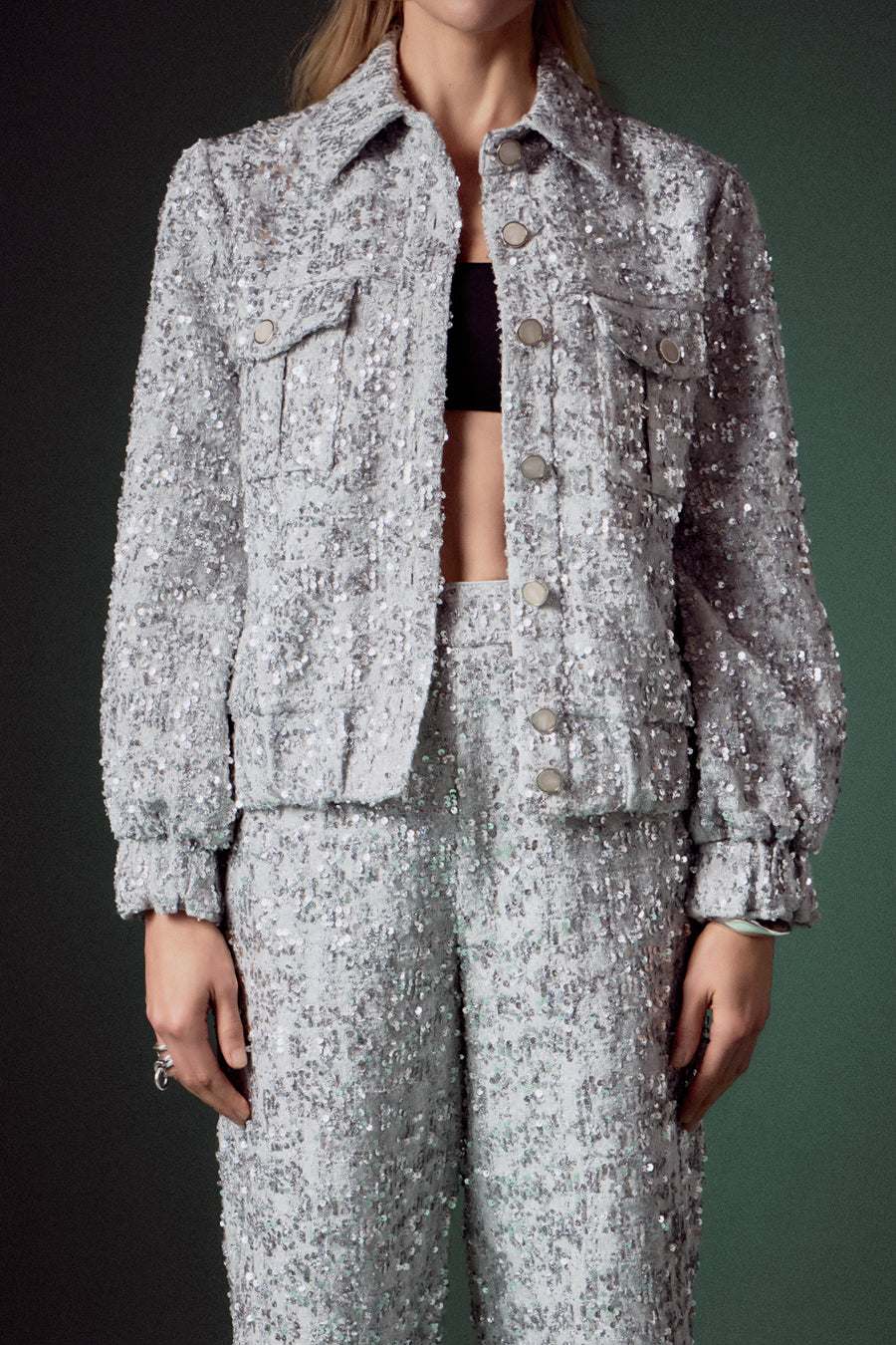 Sequin Tweed Jacket – English Factory
