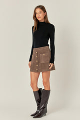Knit Button-Front Mini Skirt – English Factory