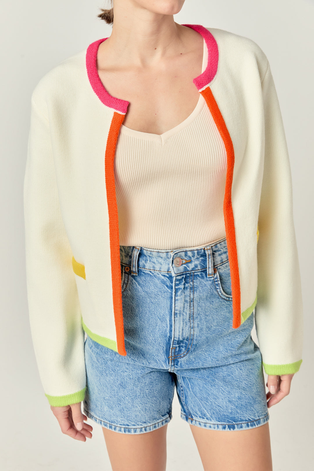Color Block Sweater Cardigan – English Factory
