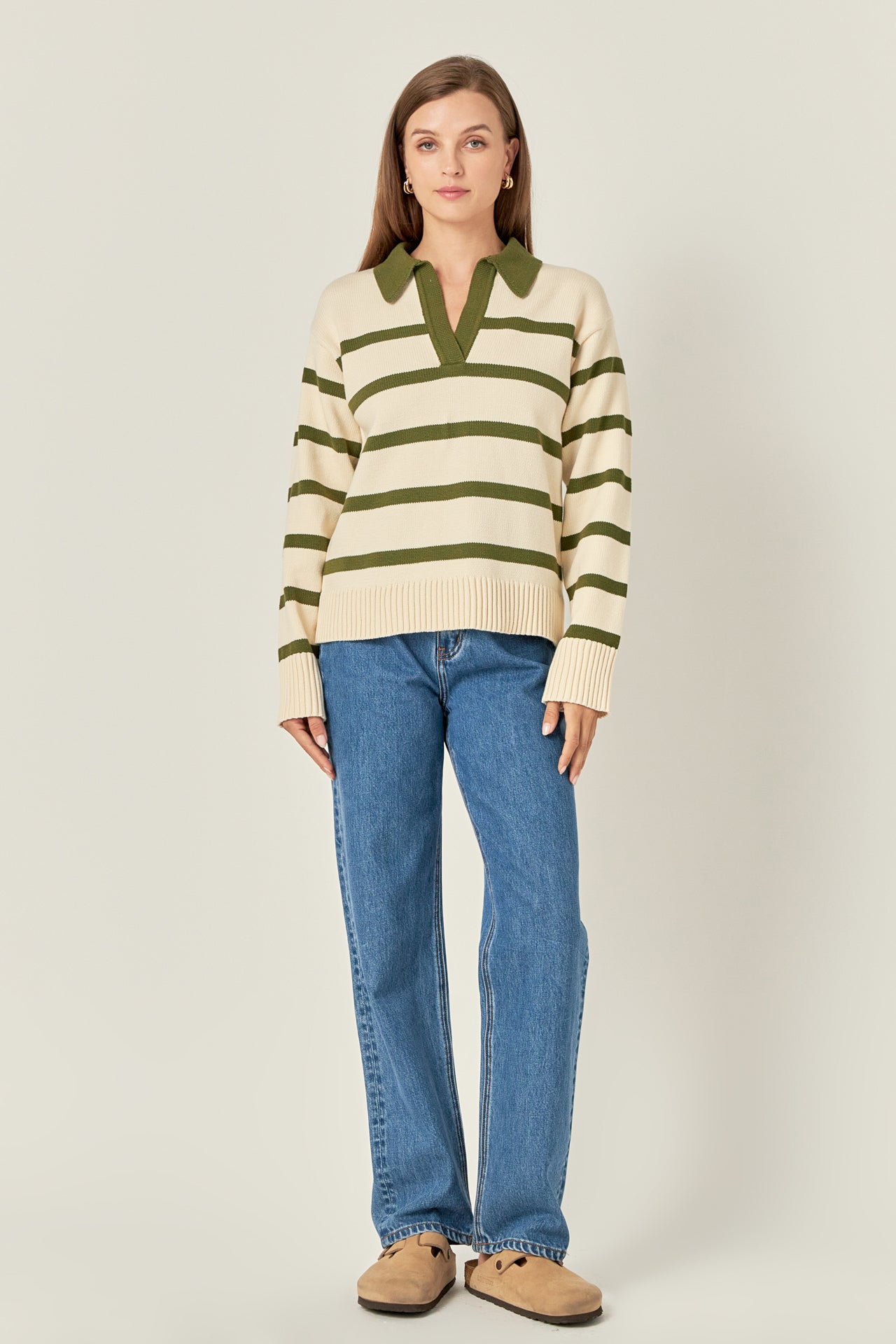 Striped Collared Sweater – English Factory