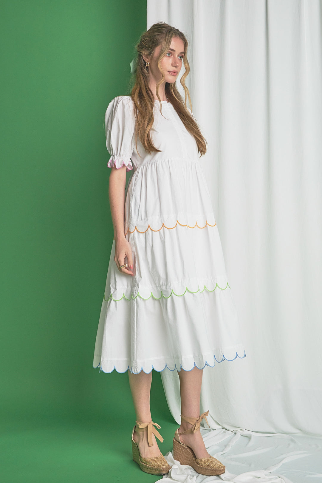 Scalloped Edge Midi Dress – English Factory