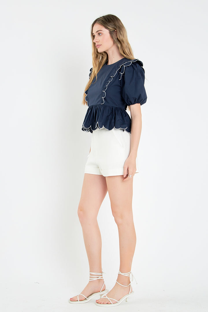 Contrast Scallop Edge Top – English Factory