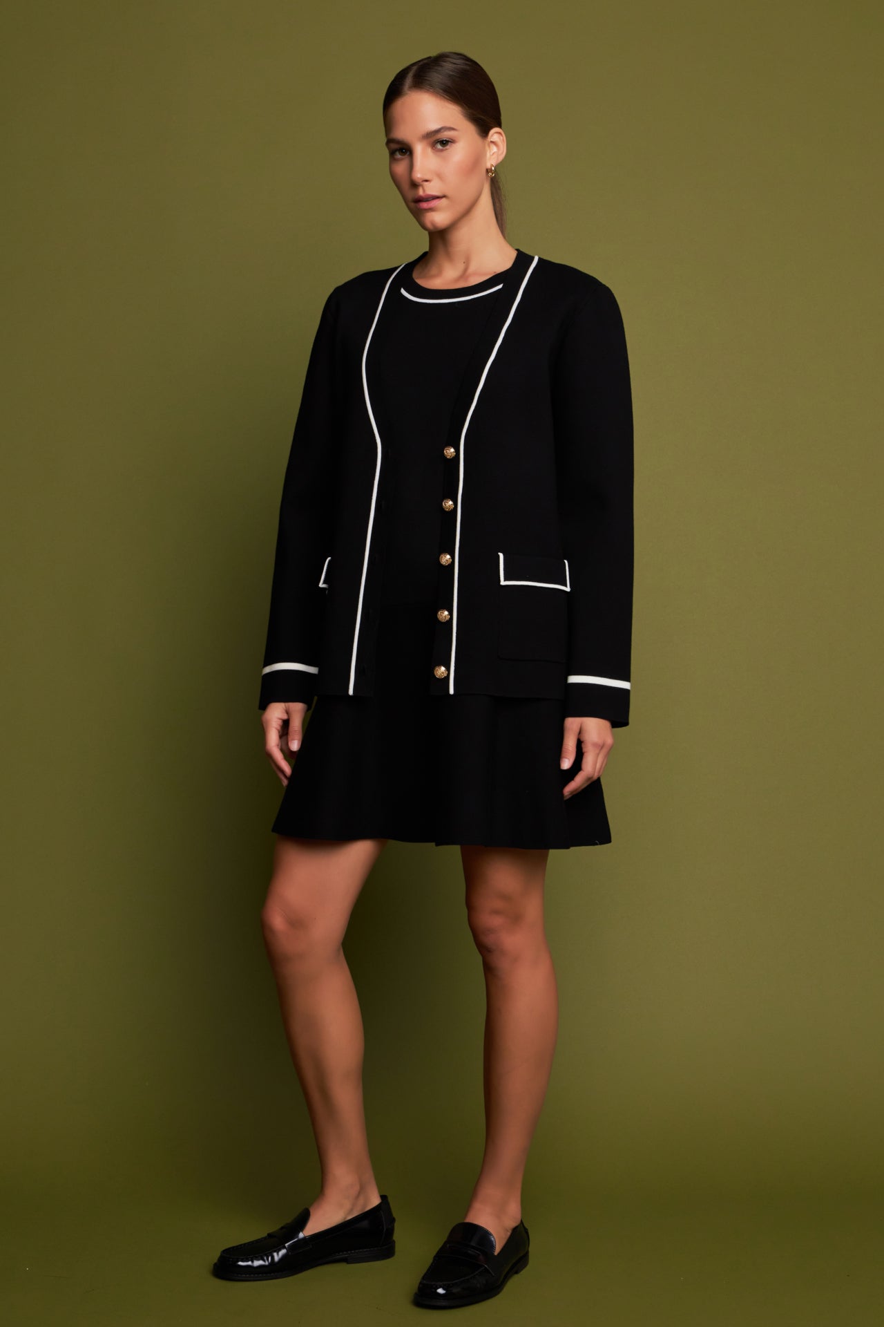 Knit Contrast Cardigan – English Factory