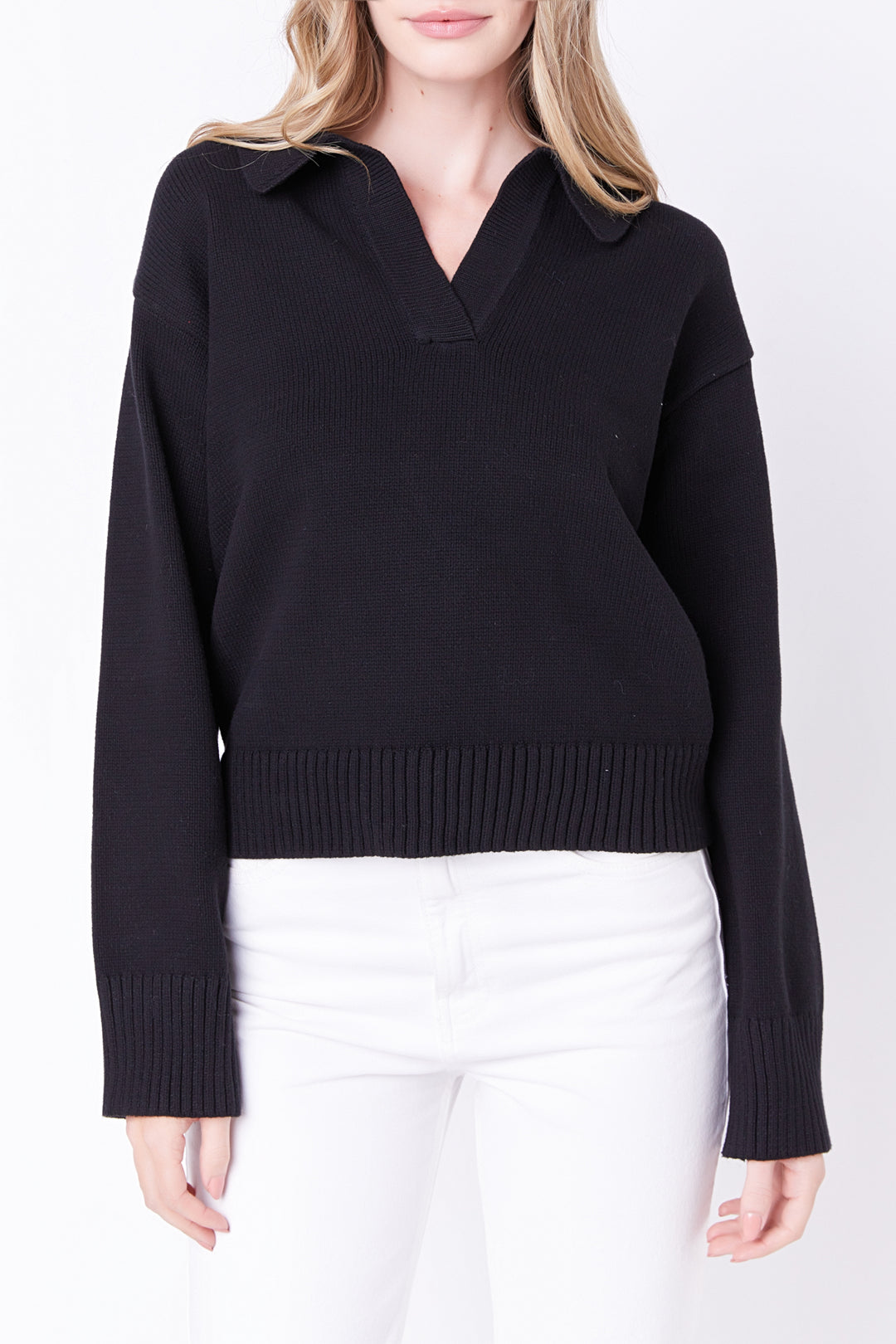 V-neckline with Collar Sweater – English Factory