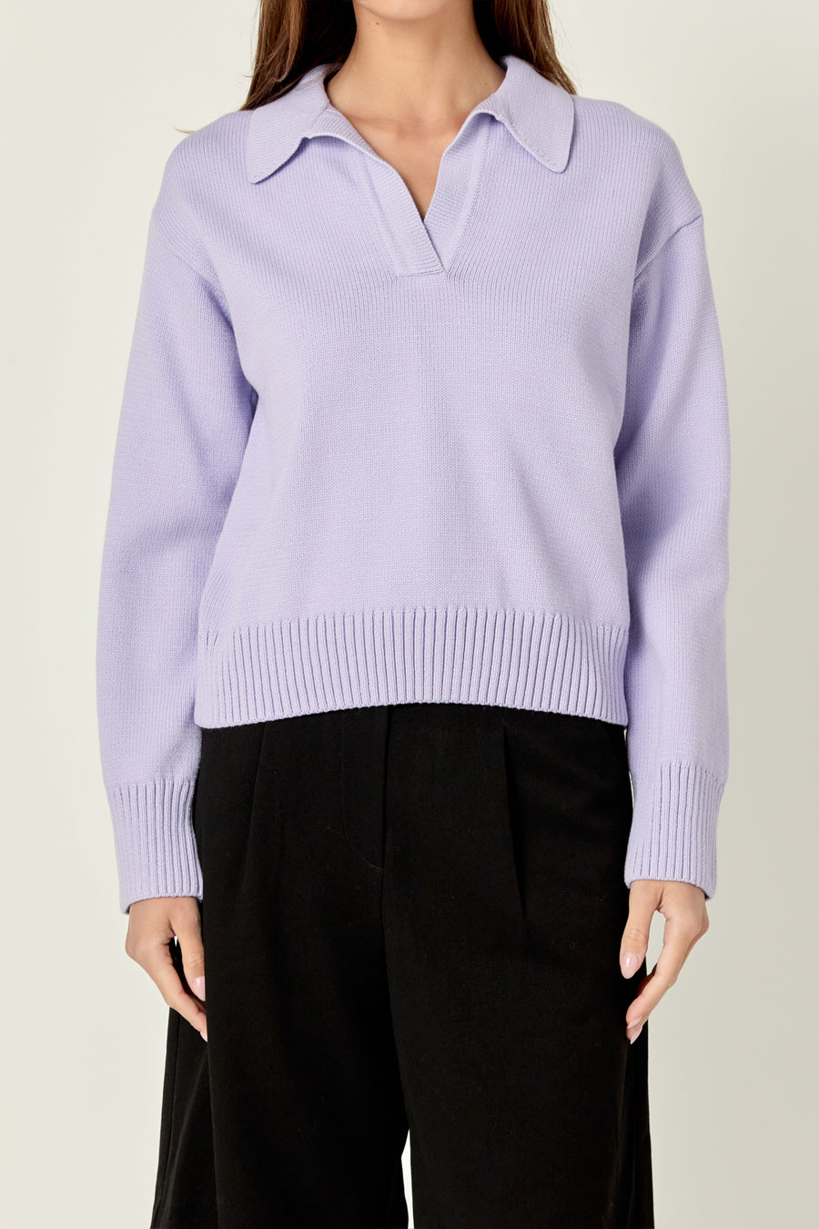 V-neckline with Collar Sweater – English Factory