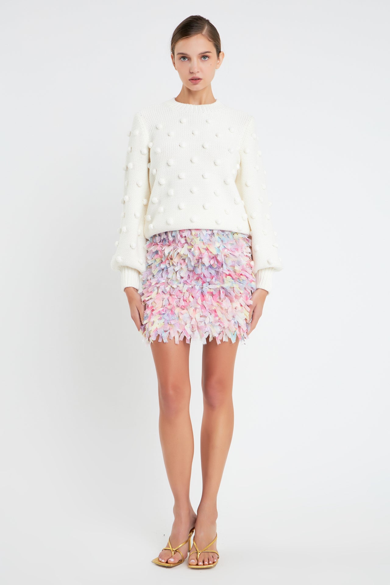 Pom Pom Pattern Long Sleeve Sweater – English Factory