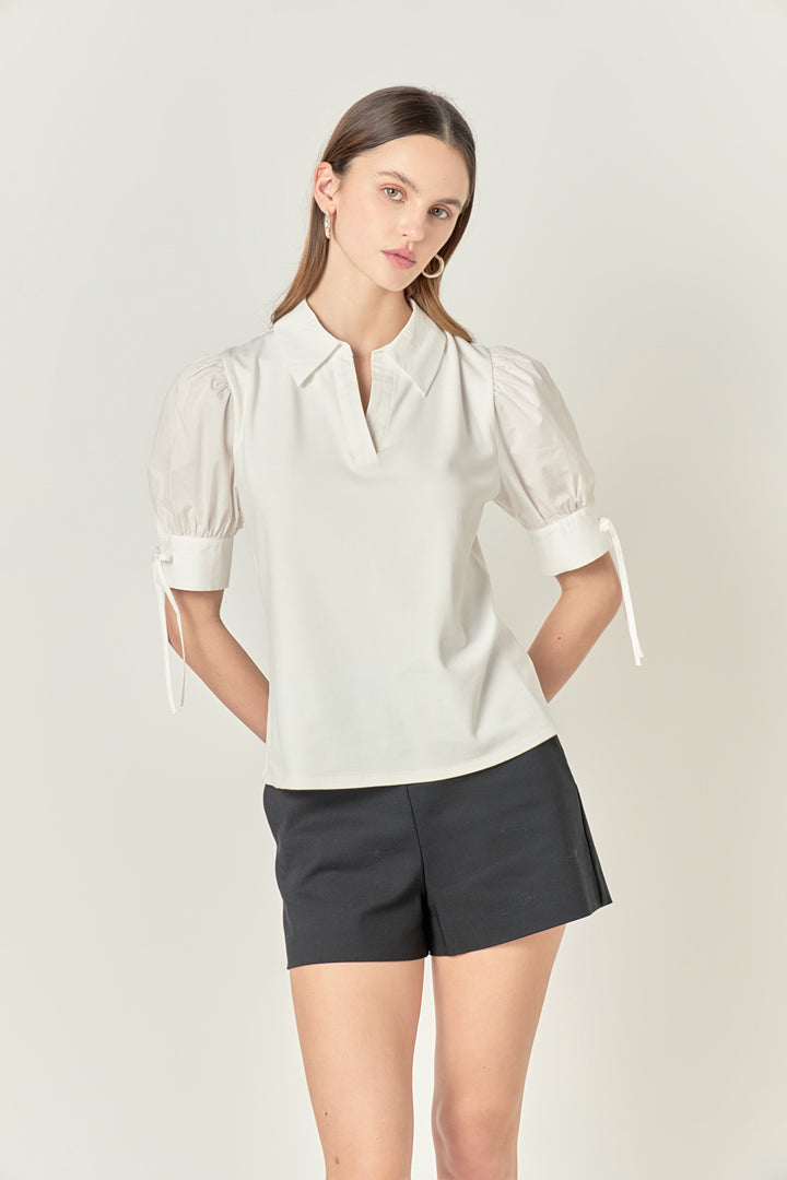 Mix Media Collar Top – English Factory