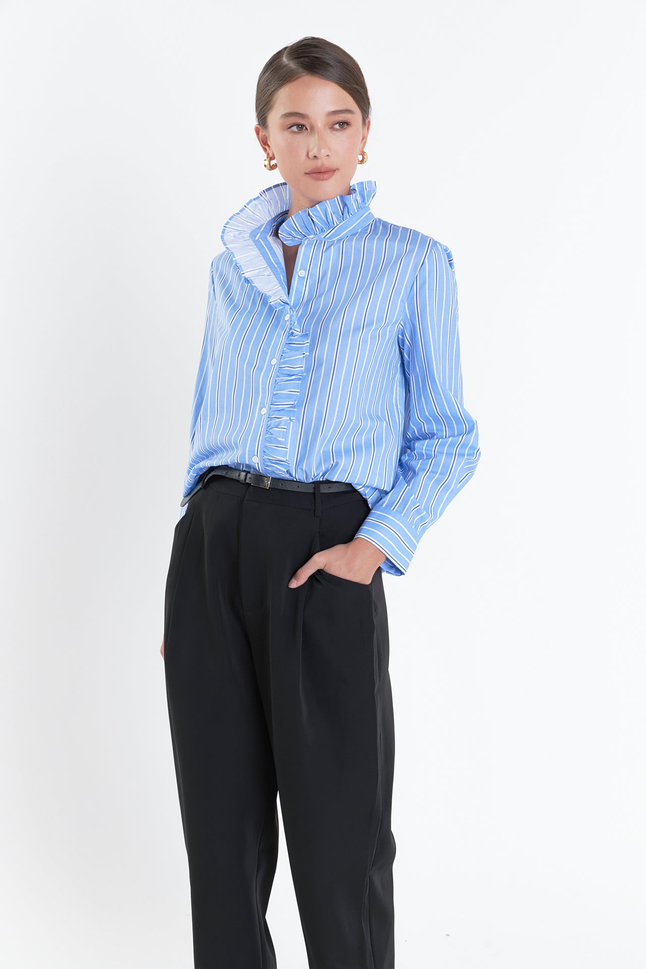 Stripe Ruffled Shirt – English Factory