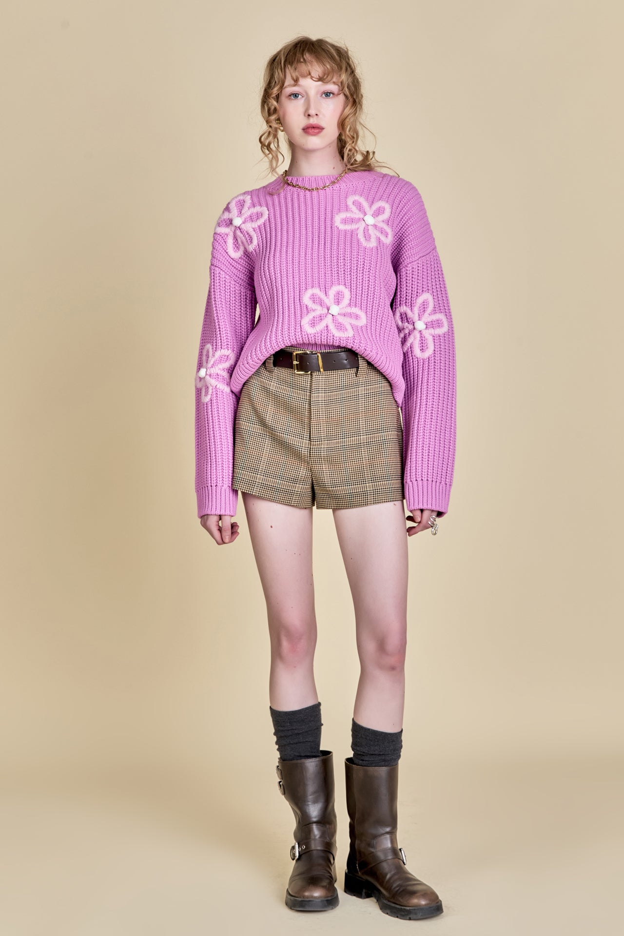 Flower Embroidery Knit Top – English Factory