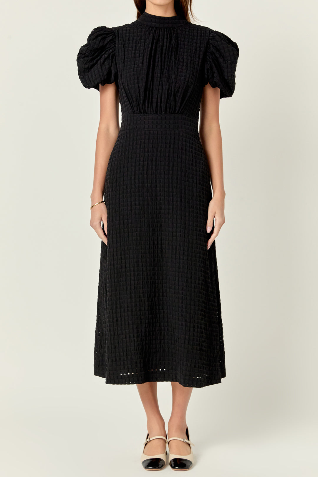 Puff Sleeves Midi Dress – English Factory