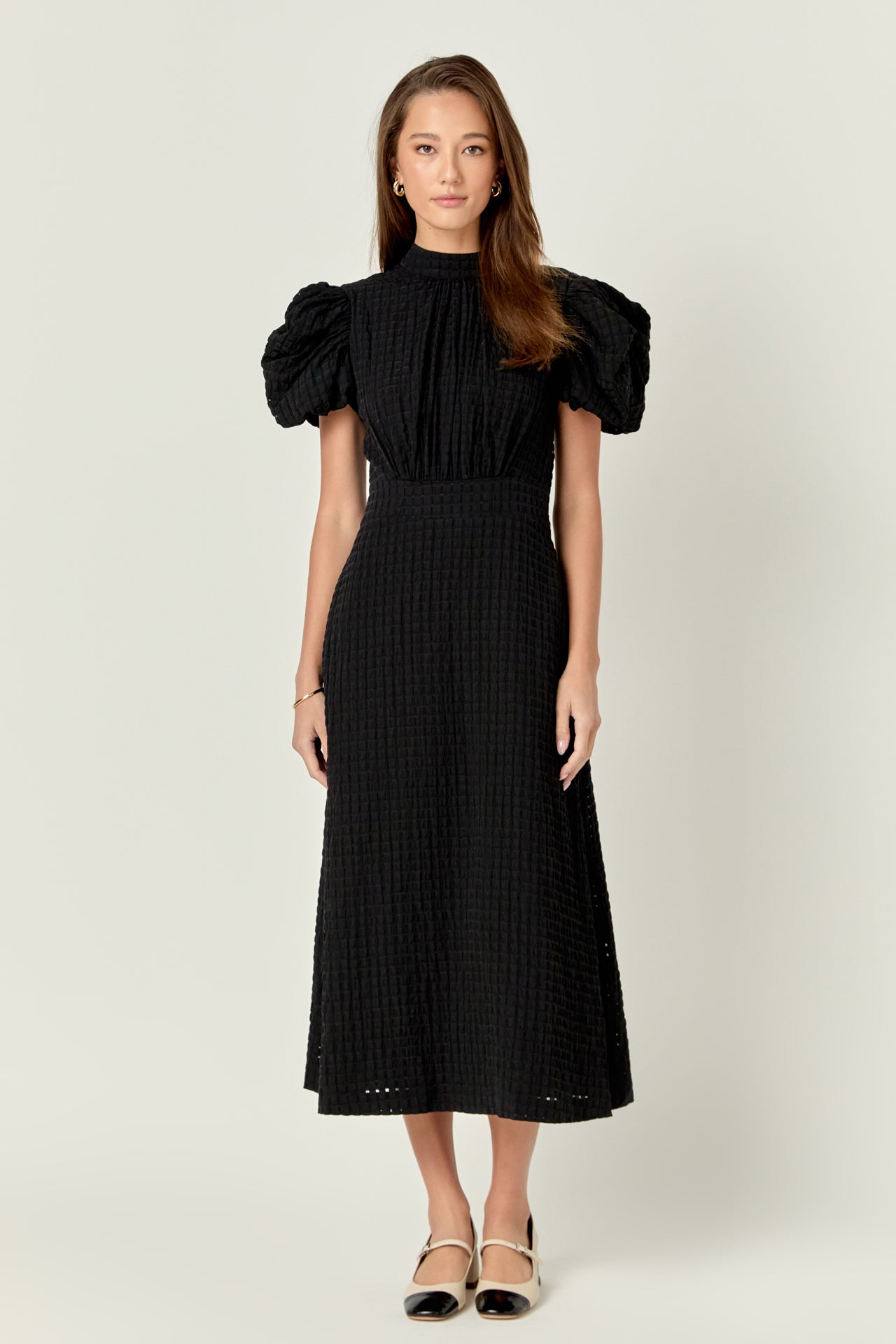 Puff Sleeves Midi Dress – English Factory