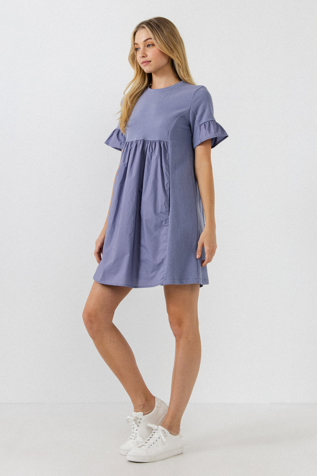 Mixed Media Short-Sleeve Mini Dress- Final Sale – English Factory