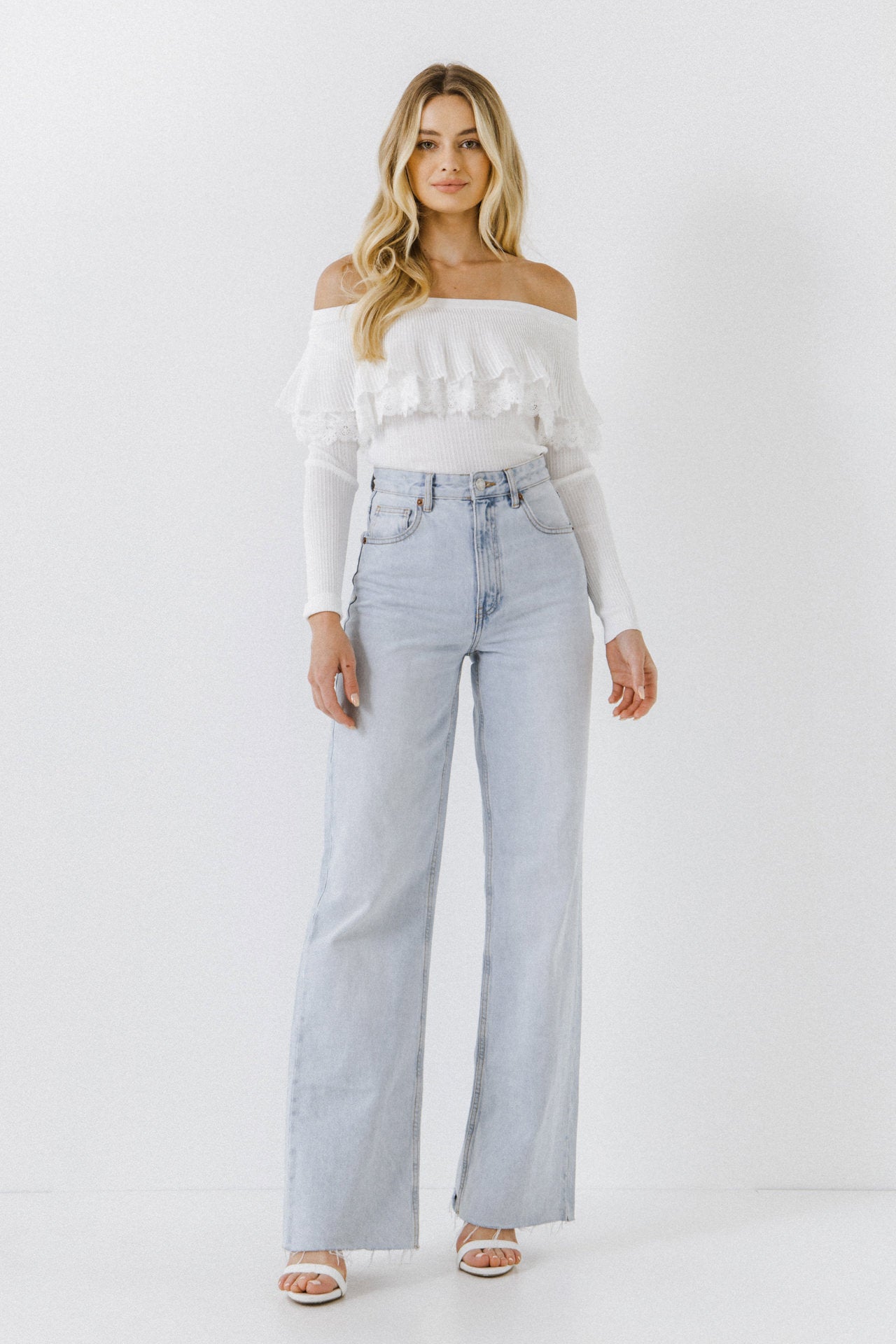 Lace Ruffle Off-The-Shoulder Top – English Factory