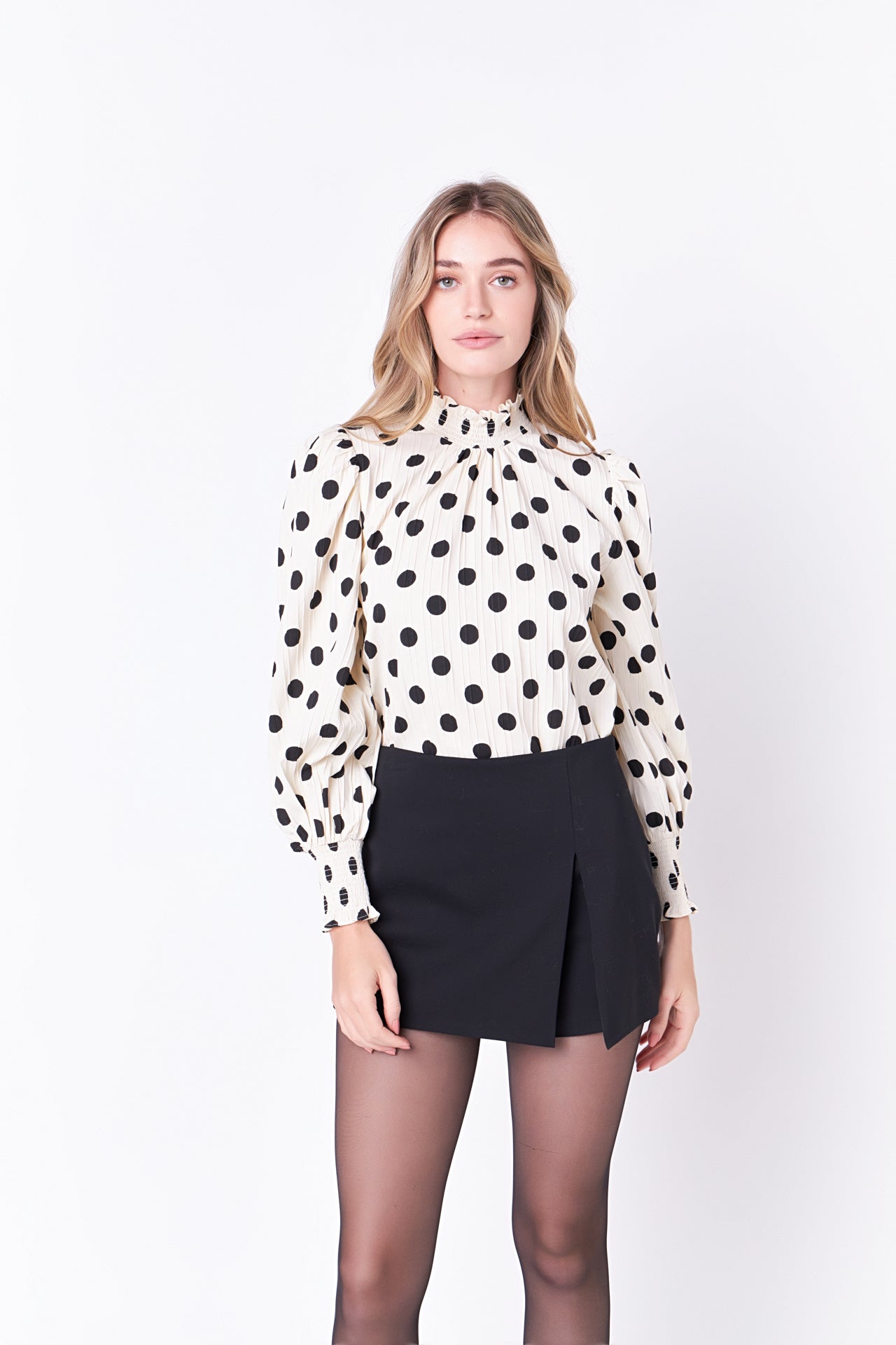 Polka Dot Smock Neck Blouse – English Factory
