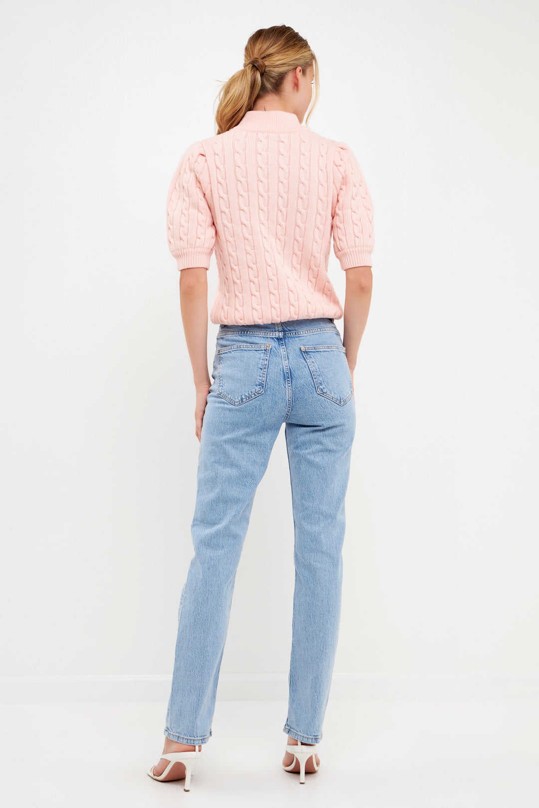 Short-Sleeve Cable-Knit Sweater – English Factory