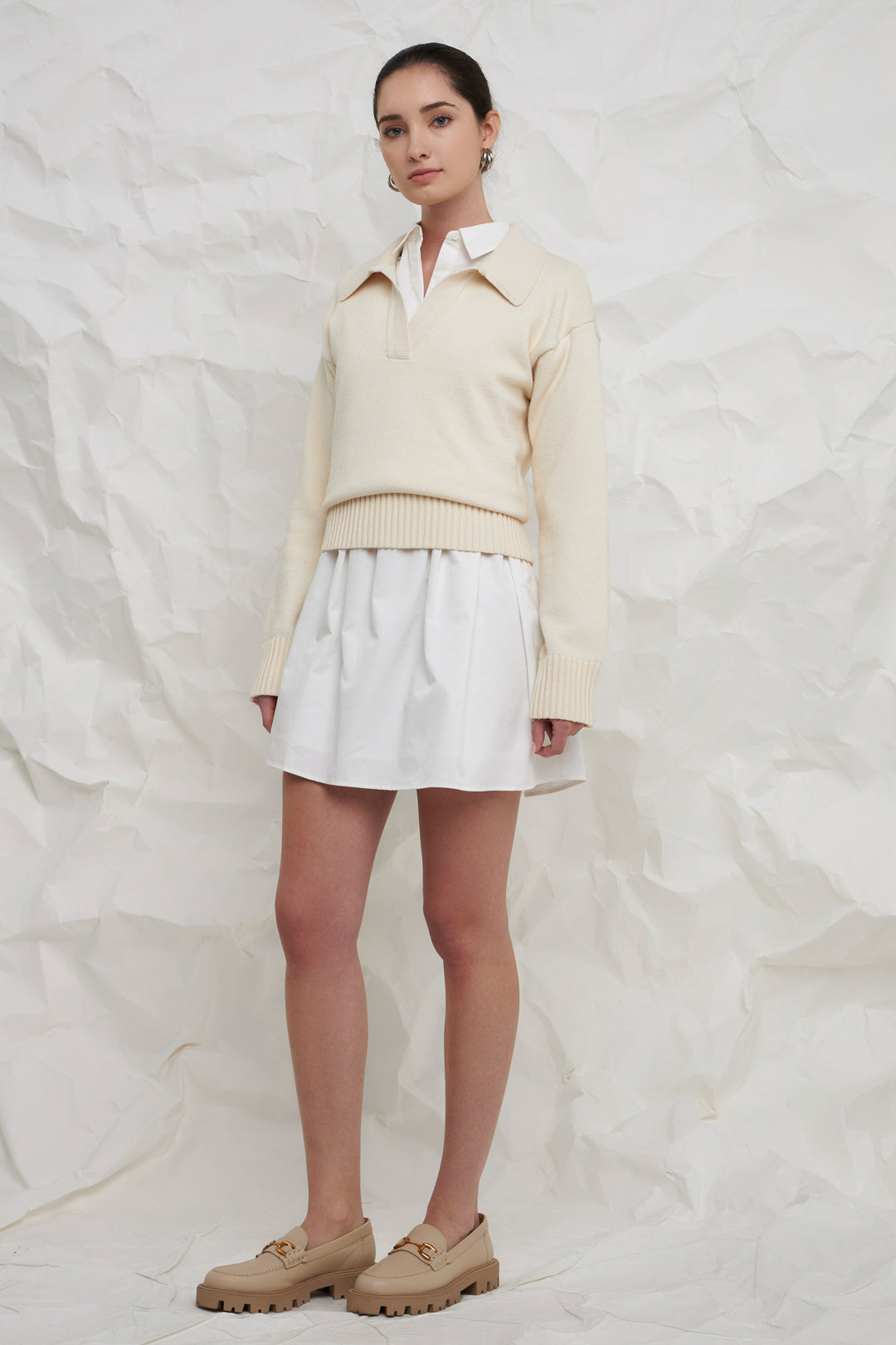 Ivory Collared Knit Sweater – English Factory