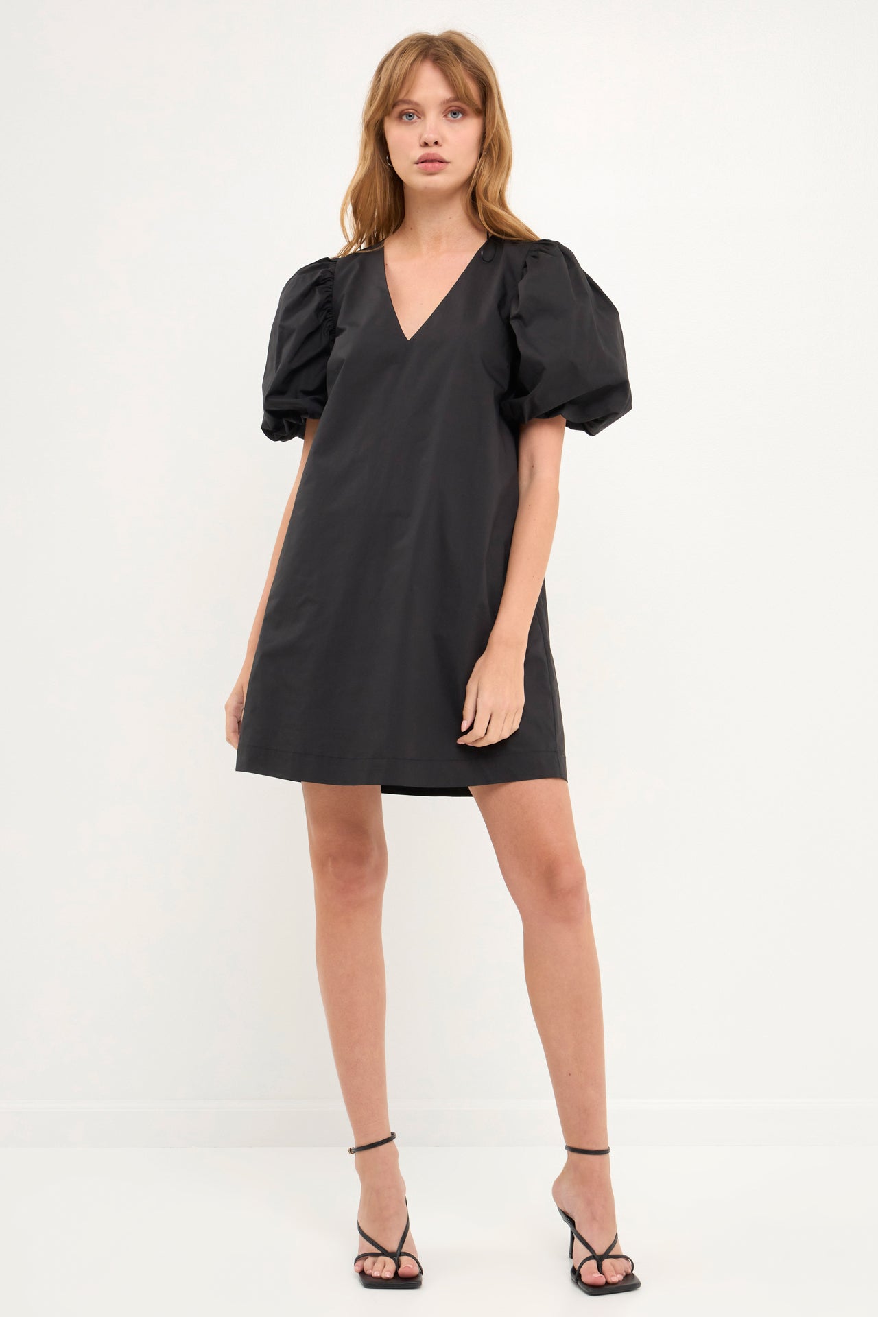 Puff Sleeve A-line Shift Mini Dress – English Factory